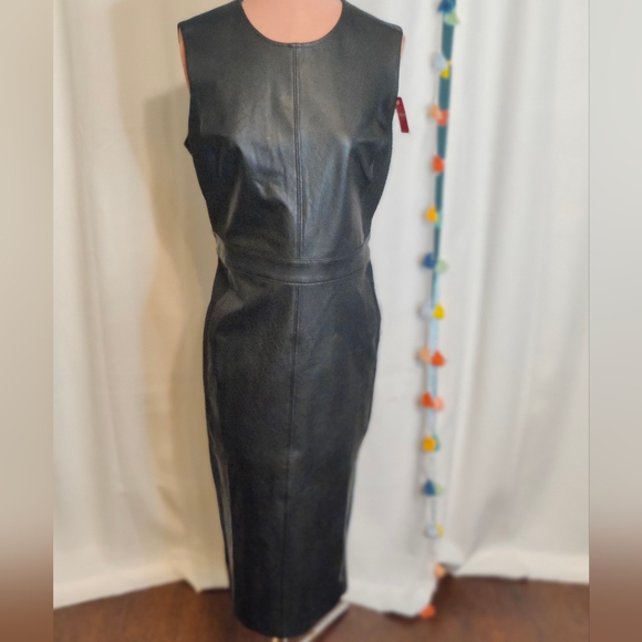 SPANX | Dresses | Spanx Form Fitting Faux Leather Hourglass Dress ...